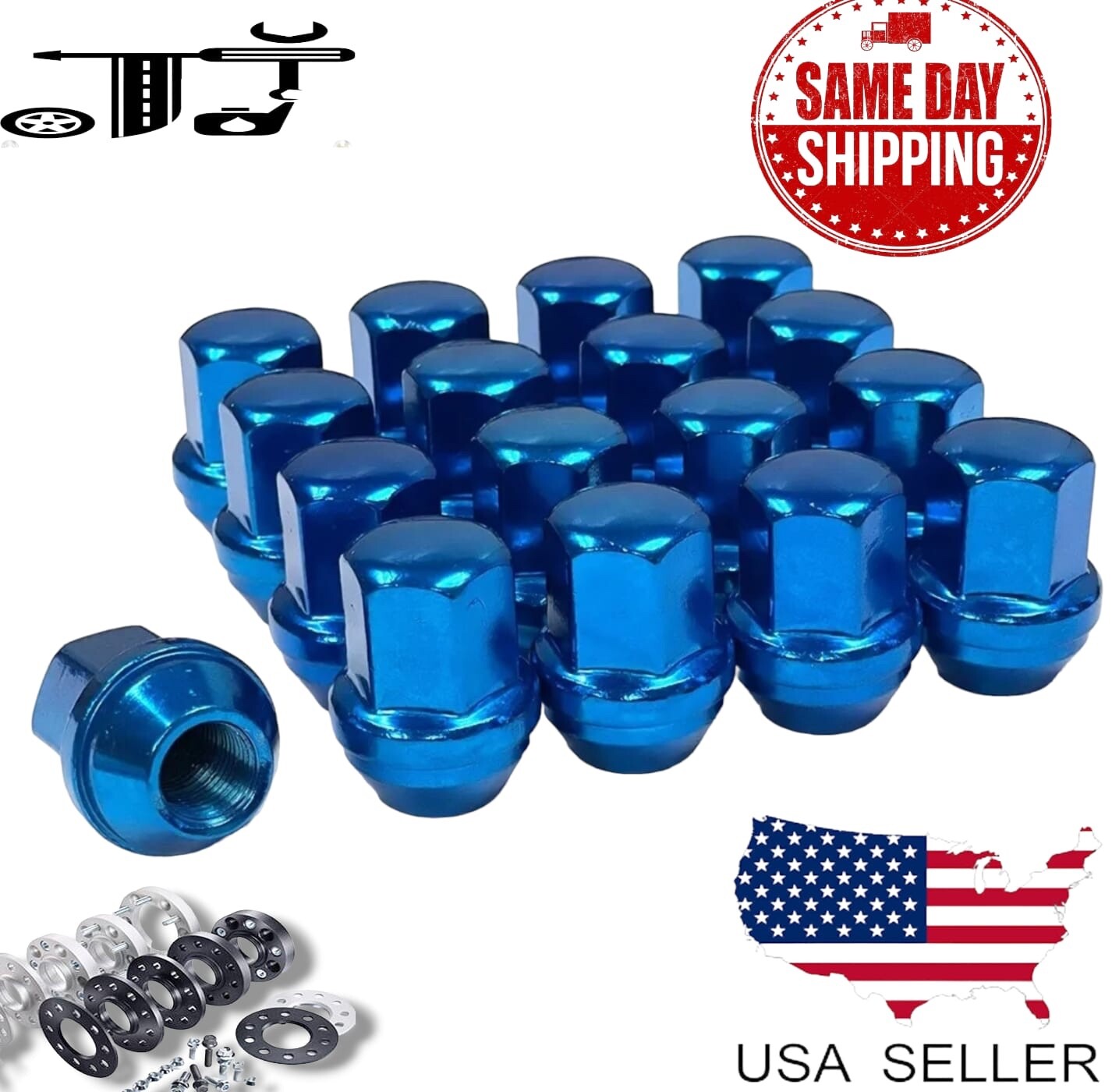 24Pc Blue M14x1.5 OEM Factory Style Lug Nut Fit Escalade SRX XT5 XT6 ...