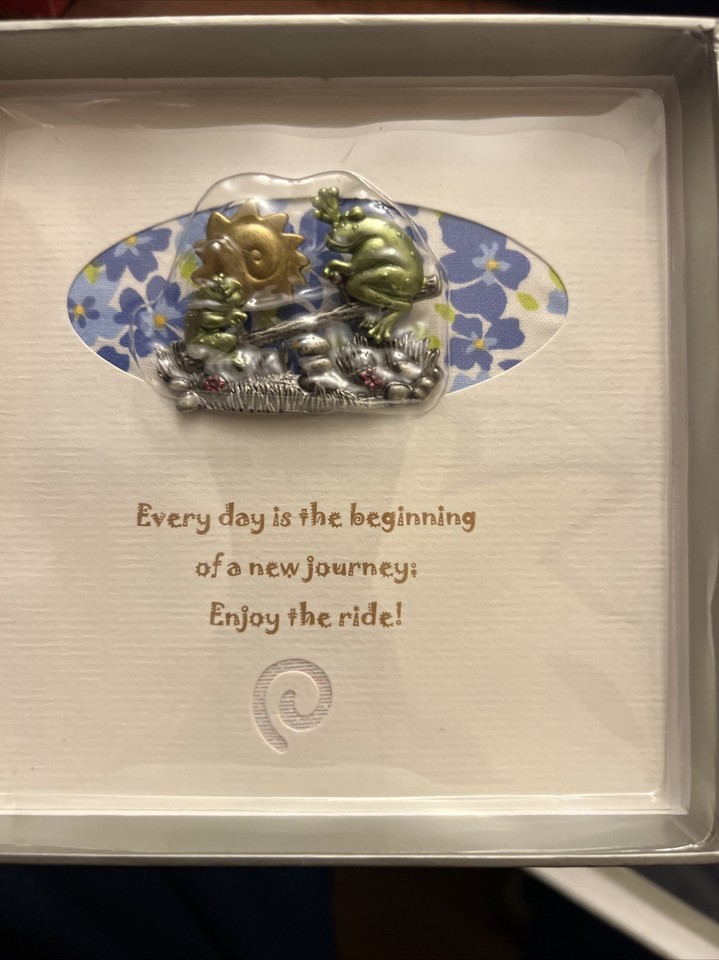 Patricia Darling Dash Enamel FROGS On SEESAW Pewter Pin BROOCH signed ...