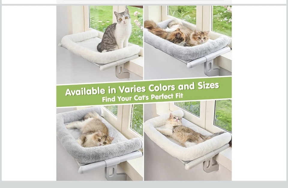 Cat Window Sill Perch with Large Bolster for Large Cats and Kittens ...