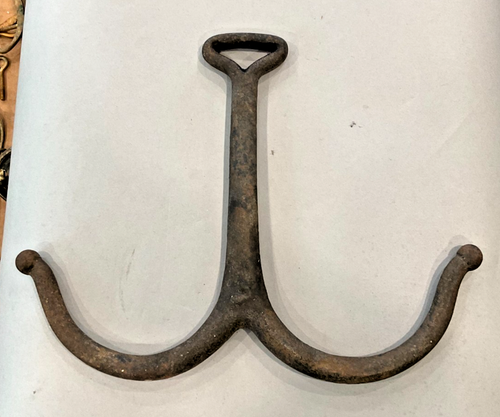 Antique Forged Iron Farmhouse Barn Farm Primitive Hanging Double Hook ...