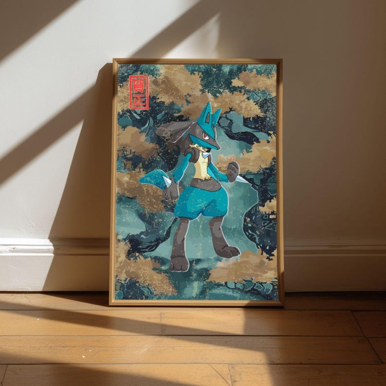 Lucario Art Print | Legendary Pokémon Anime Wall Decor | High Quality ...