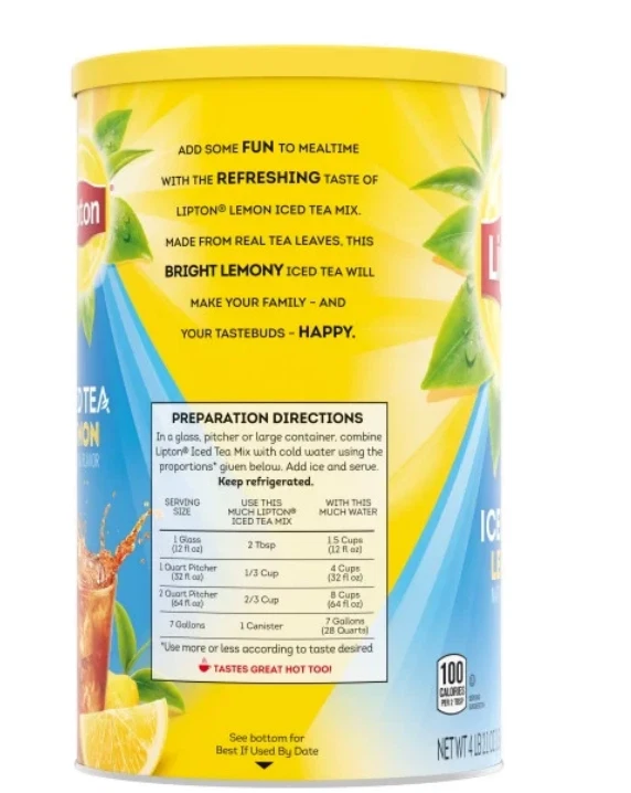 Lipton Lemon Black Tea Powdered Tea Mix, 28 Quarts | eBay