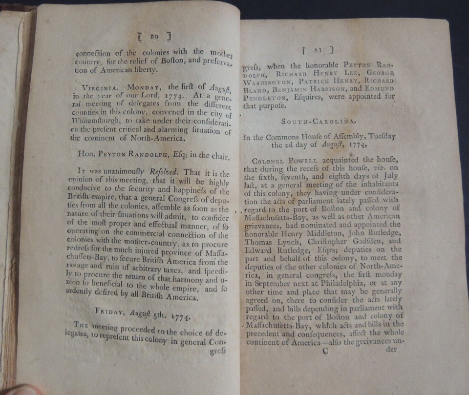 c.1774 - JOURNAL OF THE PROCEEDINGS OF THE CONGRESS HELD AT ...