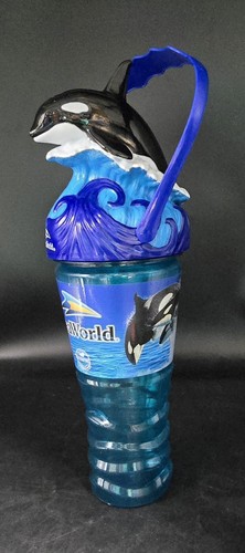 SeaWorld Shamu Orca Killer Whale Plastic Souvenir Tall Cup Bottle No ...