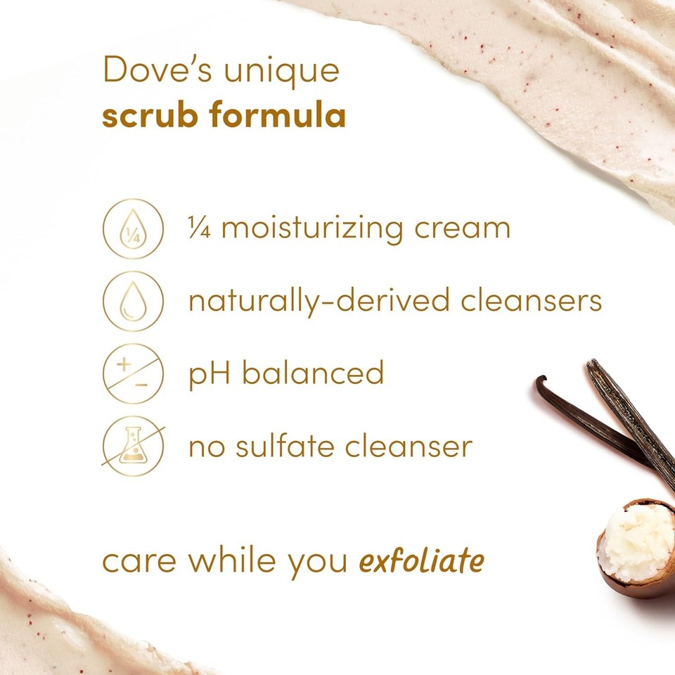 Dove Body Scrub, Exfoliate and Nourish Skin, Vanilla 15 Oz (Pack of 1 ...