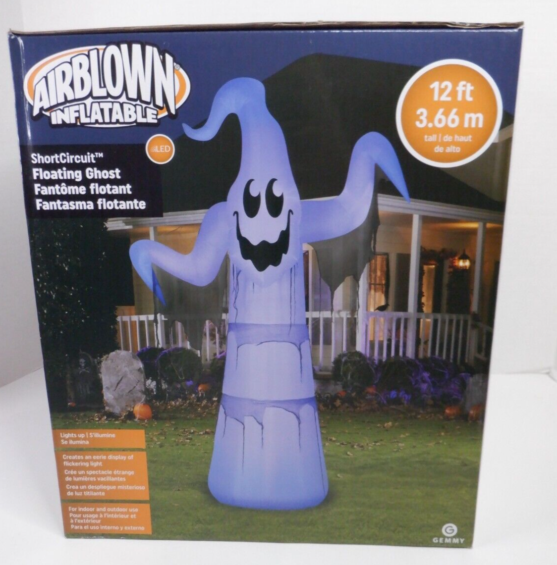 12 ft Gemmy Airblown Inflatable ShortCircuit Floating Ghost Lights Up ...