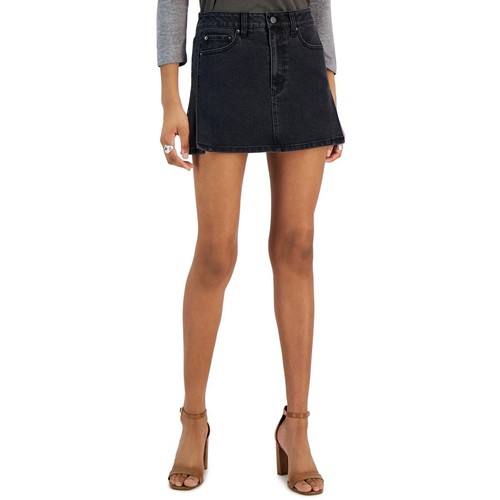 Tinseltown Womens Black Mini Split Hem Denim Skirt Juniors 5 BHFO 0181 ...