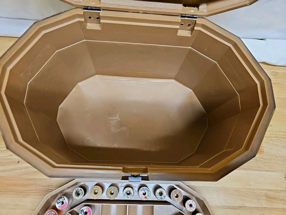 Vintage LERNER Large Deep Sewing Box with Tray 16" x 10" x 9" Thread ...
