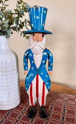 NEW PRIMITIVE UNCLE SAM FIGURE METAL MR LIBERTY PATRIOTIC 14"Tx4.25"Wx2 ...