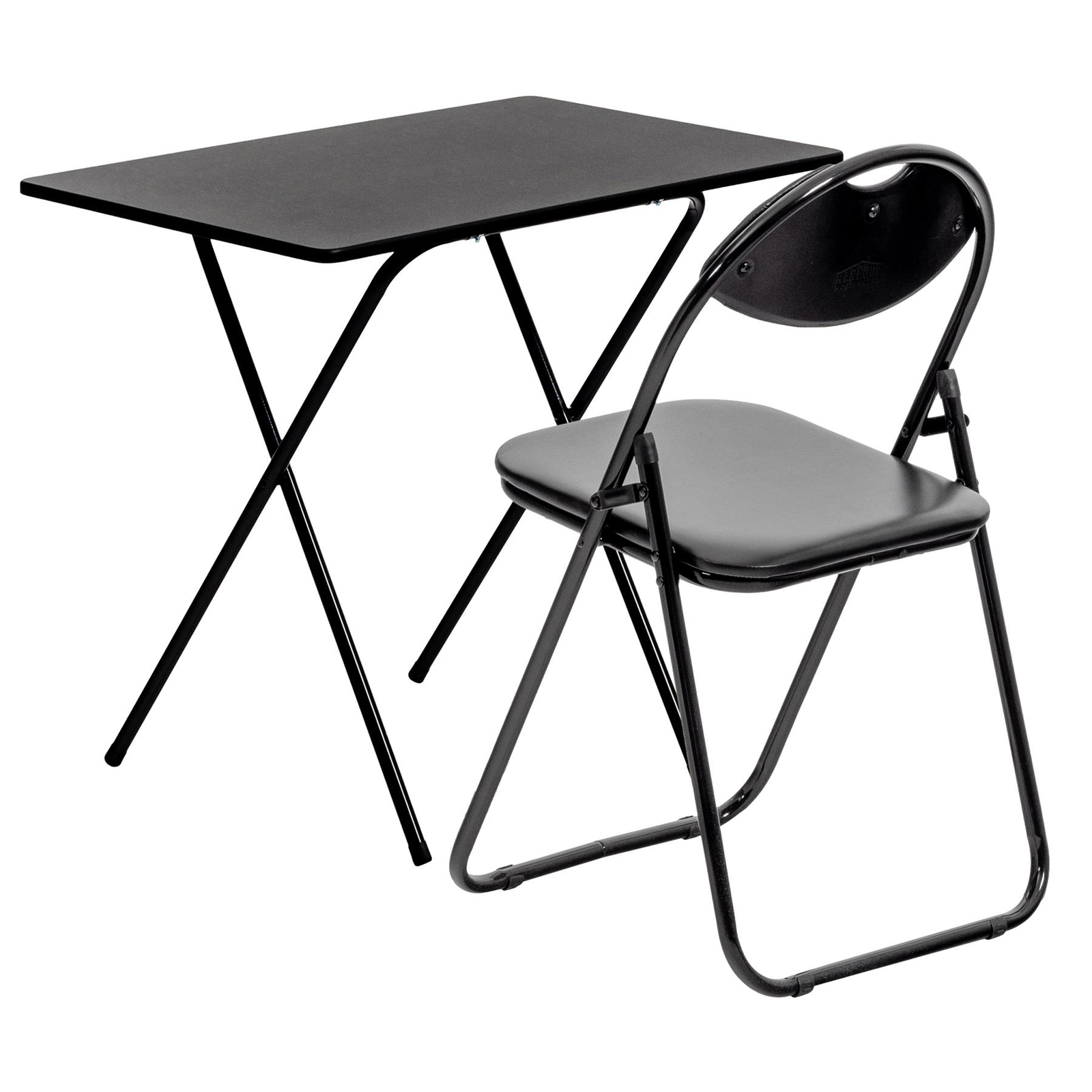 All Black Folding Wooden Desk & Chair Set Home Study PC Laptop Computer ...
