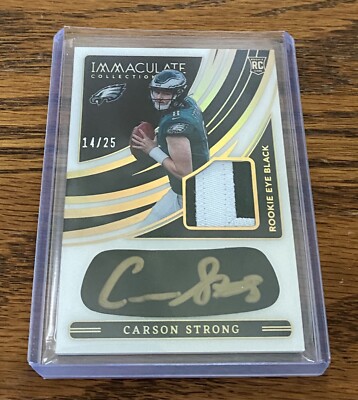 2022 Panini Immaculate Carson Strong Rookie Patch Eye Black Auto Gold # ...