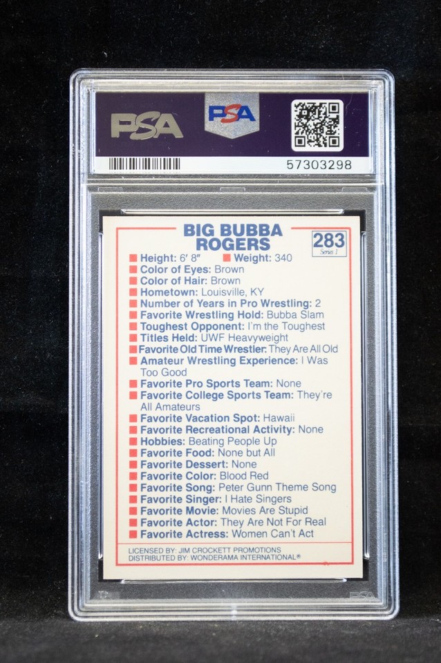 1988 Wonderama NWA Superstars Big Bubba Rogers #283 PSA 8 WWE WWF WCW ...