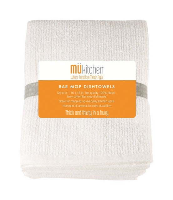 Mu Kitchen Bar MOP Dish Towels 100 Sustainable White Cotton Set of 3 ...