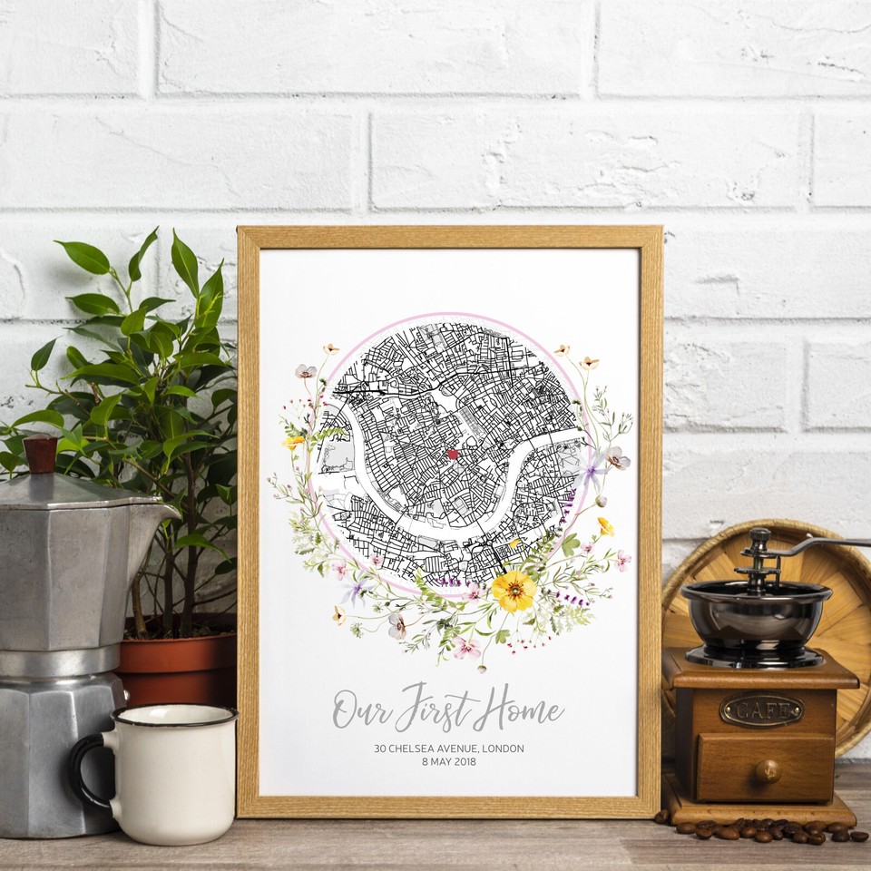 Personalised Custom Home Map, New First Time Home Buyer, Housewarming ...