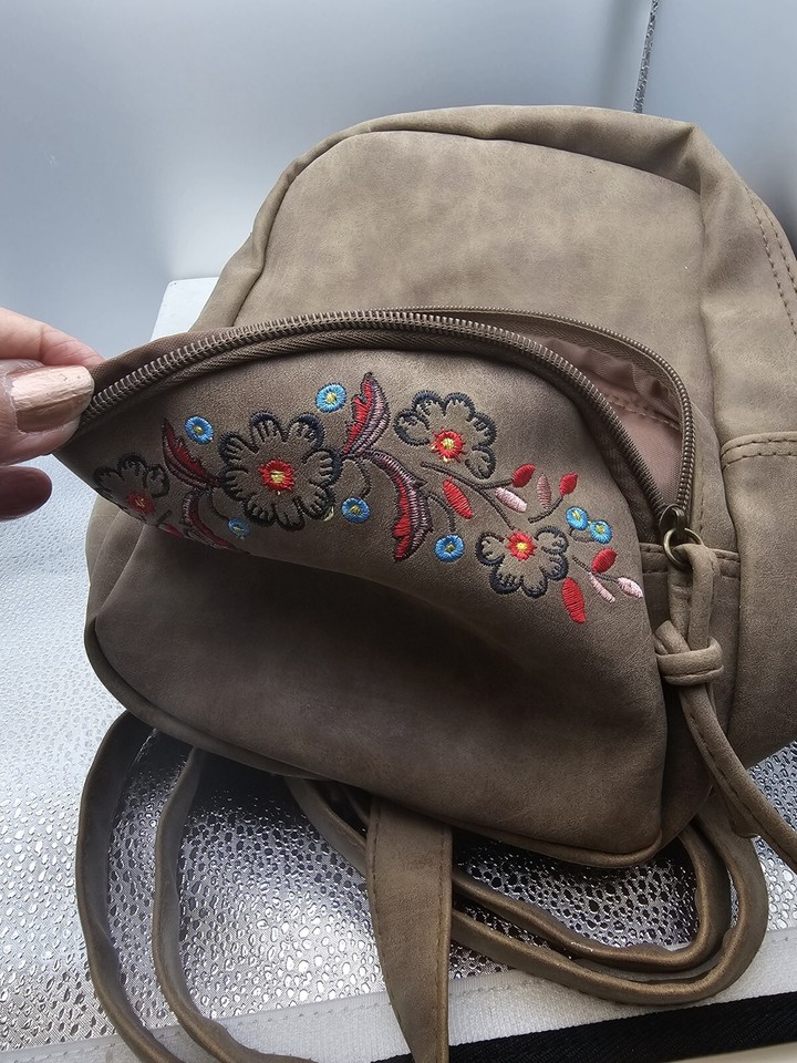 Beautiful Backpack Embroidered Faux Leather Very Good Shape | eBay