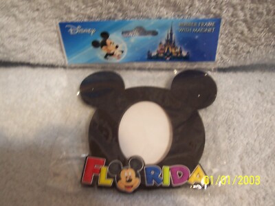 Disney Mickey Mouse " FLORIDA " Rubber Frame W/Magnet (uses magnet or ...