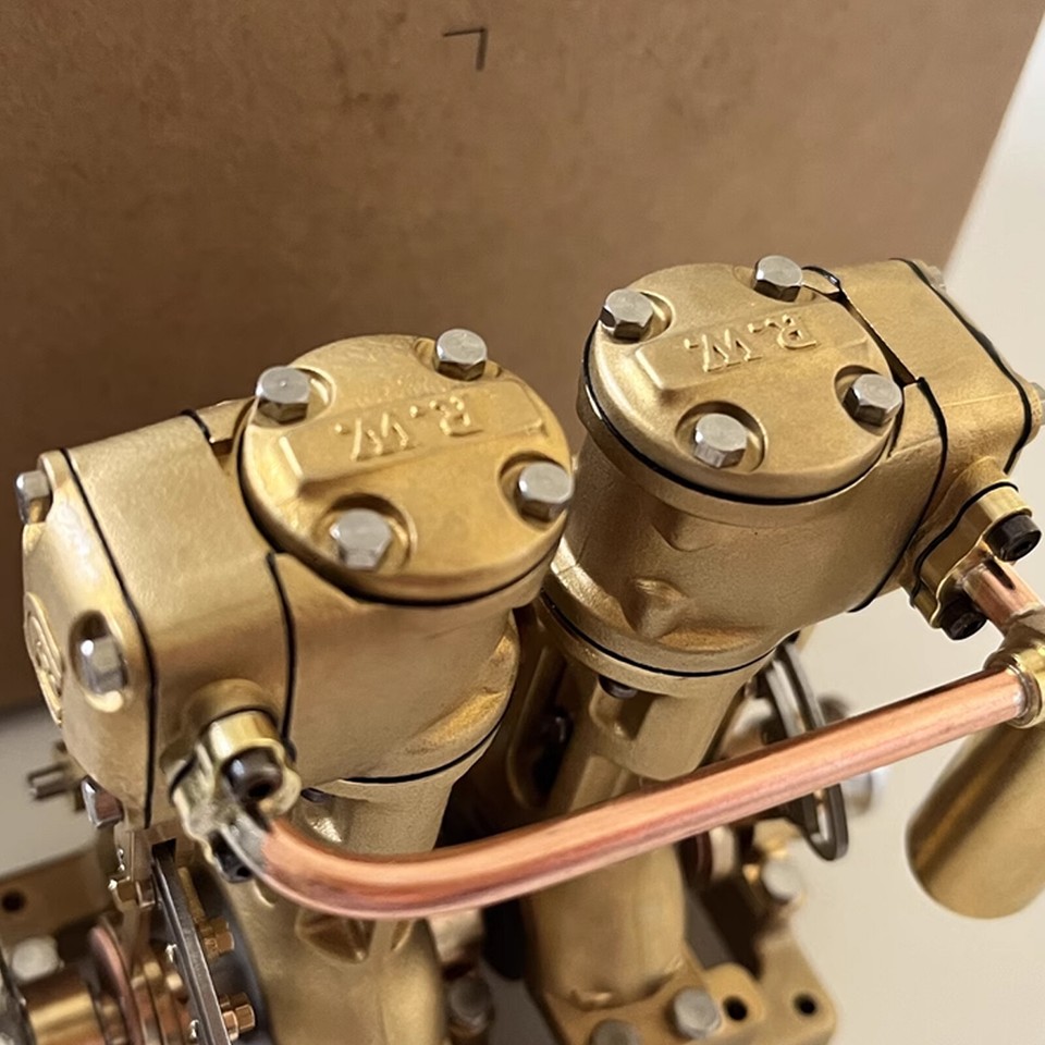 Powerful L2 Retro Steam Engine Model Dual Cylinders Die-cast Brass ...