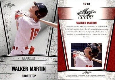 2023 Leaf Draft Silver Walker Martin RC #RS-81 San Francisco Giants | eBay