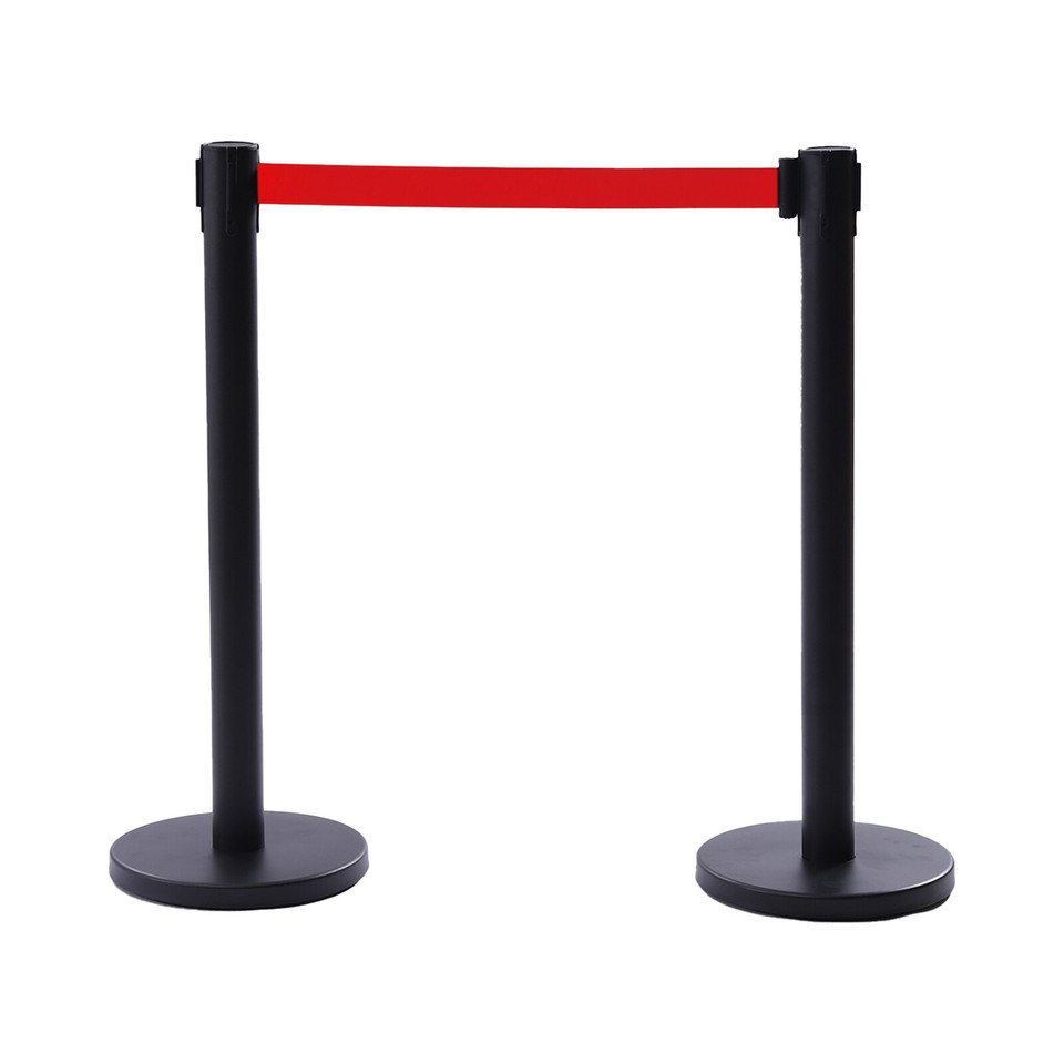 6x Crowd Control Barrier Stanchion Set Posts Queue Pole w/ Retractable ...