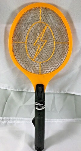 NEW Bug Zapper Tennis Racket Electronic Fly Swatter Black and Yellow | eBay