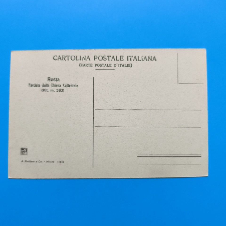 AOSTA FACCIATA DELLA CHIESA CATTEDRALE -CARTOLINA NON VIAGGIATA G ...