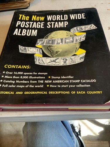 The 1959 New World Wide Postage Stamp Album~Many stamps included, DJ ...
