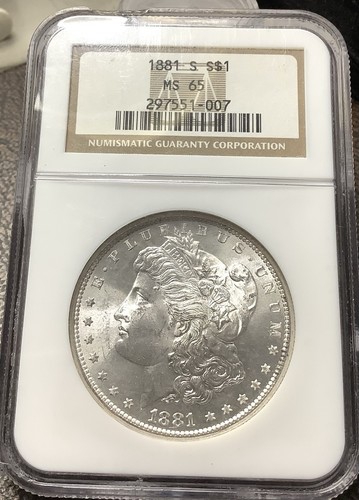 1881-S Morgan Silver Dollar Snow White Gem - NGC MS65 OH Edge of Holder ...