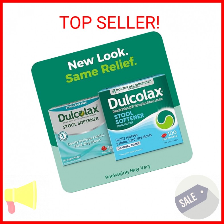 Dulcolax Stool Softener Laxative Liquid Gel Capsules, Gentle ...