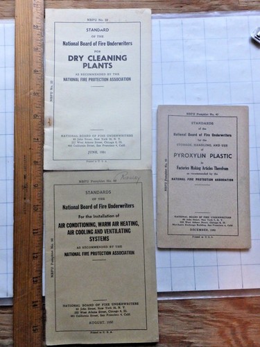 3- Fire Underwriters Booklets, 40's-60's. HVAC, Pyroxylin Plastic, Dry ...