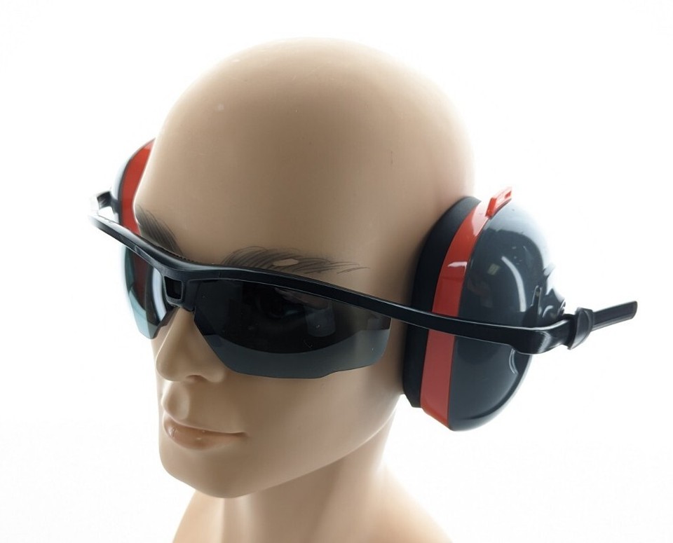 Safety Glasses Earmuffs Eye Hearing Protection Shooting Range Gray 1 ...