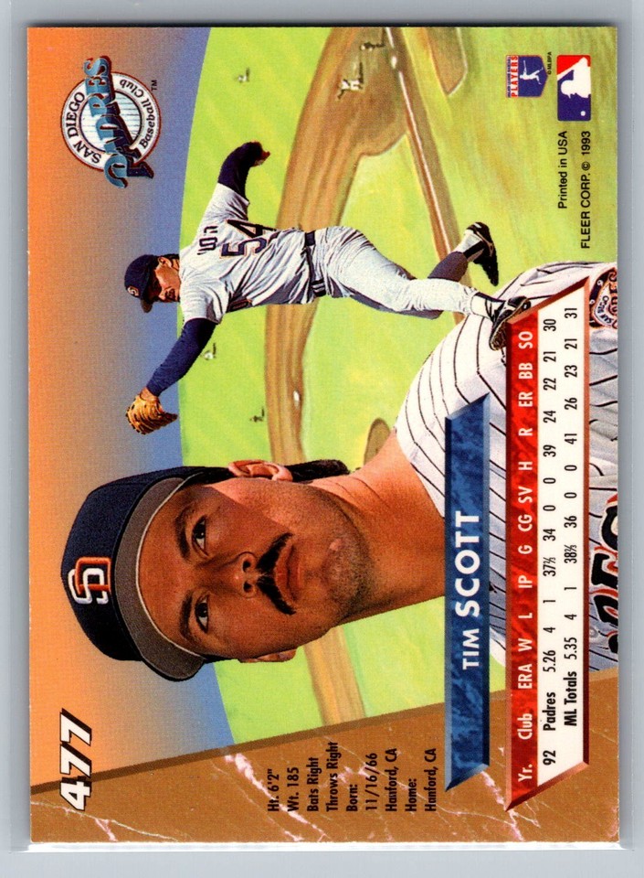 Tim Scott 1993 Ultra Rookie BASEBALL #477 San Diego Padres | eBay