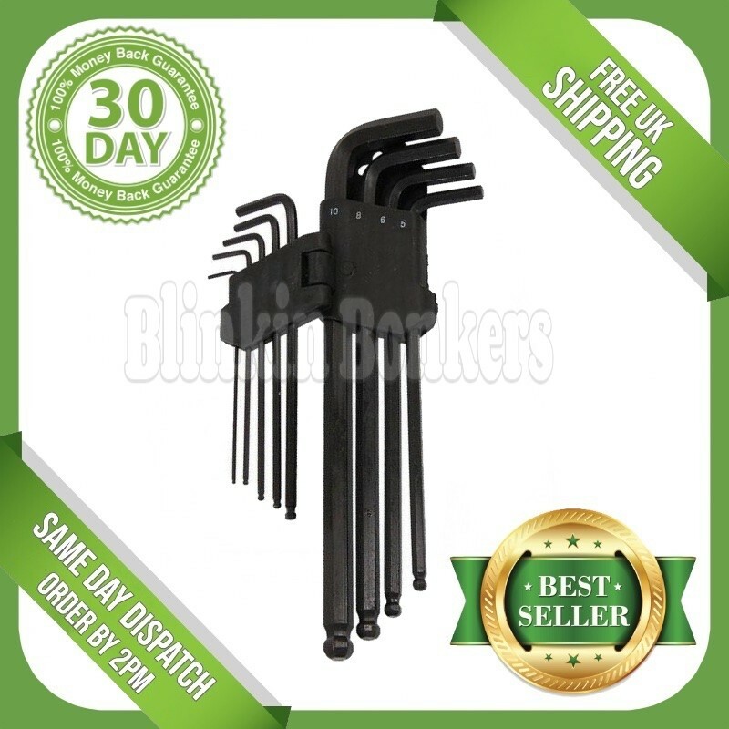 9PC EXTRA LONG HEX KEY SET BALL POINT ALLAN ALAN ALLEN TOOL METRIC 1 ...