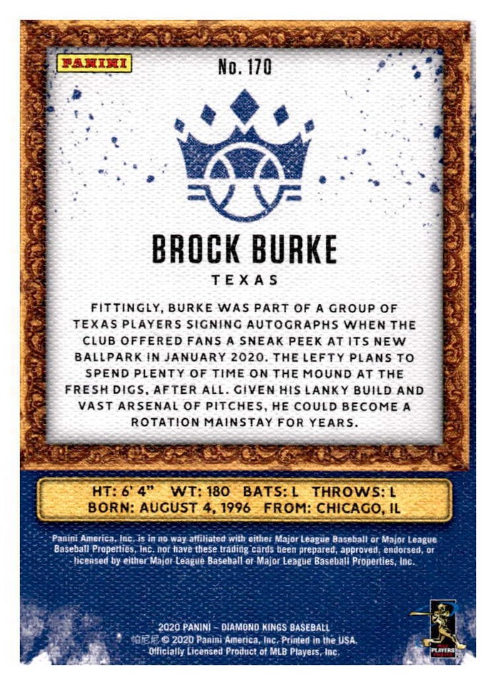 2020 Panini Diamond Kings Brock Burke RC, SP 170 | eBay