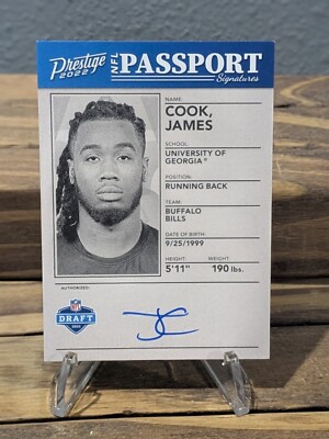 James Cook 2022 Panini Prestige Passport Signatures Auto Rookie Bills ...