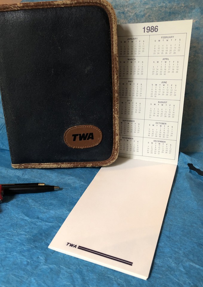 TWA 1986 Mini Zippered Portfolio w/ Stapler & Staples Notepad TWA ...
