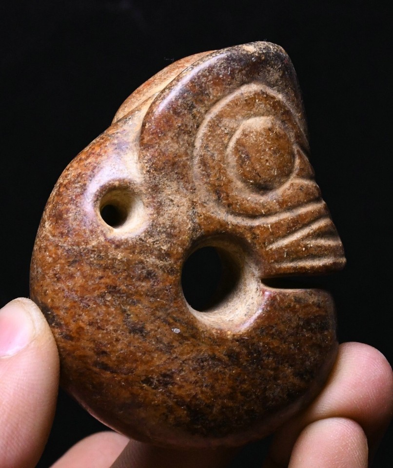 6CM China Hongshan Culture Old Jade Carved Yu Pig Dragon Hook Gou ...