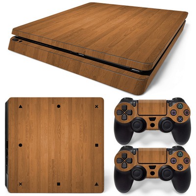 PS4 SLIM Console Wood Grain Decal Wrap Vinyl Sticker + 2 Controller ...