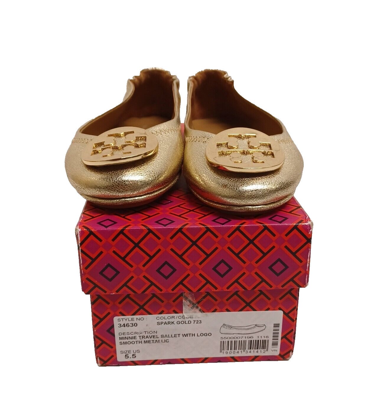 Tory Burch Women's Minnie Ballet Flats, Spark Gold, 5… - Gem