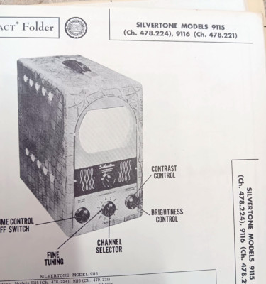 Original 1949 SAMS Photofact 97/16 - SILVERTONE 9115 & 9116 - 7JP4 TV ...
