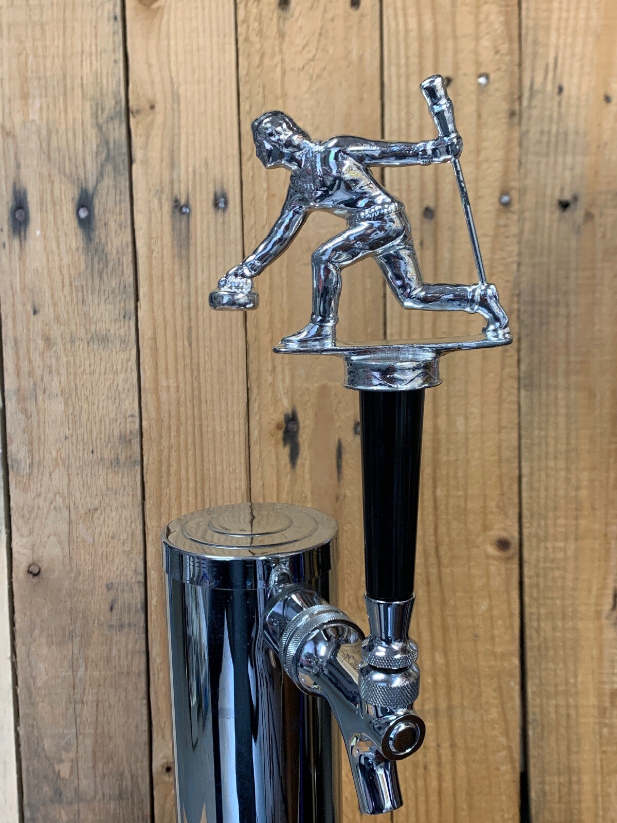 Curling Beer Keg Tap Handle Silver Metal Bonspiel Trophy Broom Winter ...