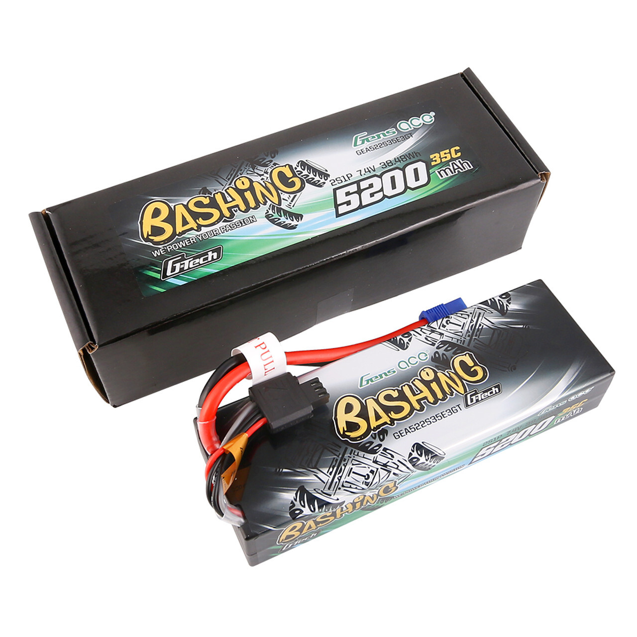 GensAce G-Tech Bashing 5200mAh 7.4V 35C 2S Car Lipo Battery Hardcase ...