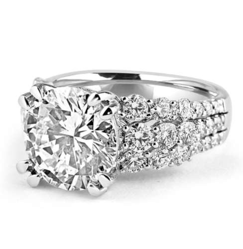 Double Prong Set Engagement 925 Rilver 1.95Ct Round Moissanite Triple ...