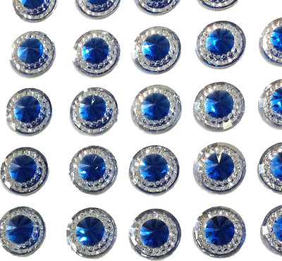 40 SELF ADHESIVE ROUND SHAPED BLUE RESIN DIAMANTE RHINESTONES GEMS 12 ...