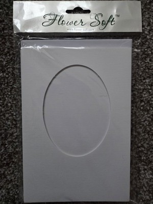 Flower Soft 5 white oval aperture window blank greeting cards ...