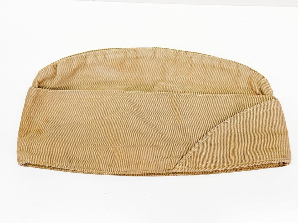 Vintage Garrison Hat Tan Dress Military Flat Envelope Cap Cover ...