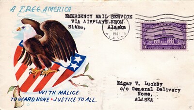 Alaska WW2 Feb. 11, 1941 Emergency Mail Service Sitka to Nome- Scarce ...