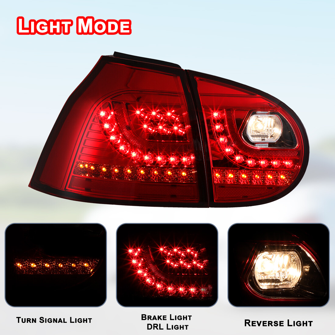 For 06-09 Volkswagen Golf 5 GTI Rabbit Tail Lights LED Brake Turn ...