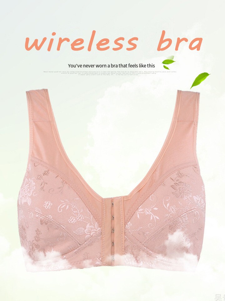 Ladies Front Fastening Bra Firm Support Non Wired Lace Bra Push Up Bra ...