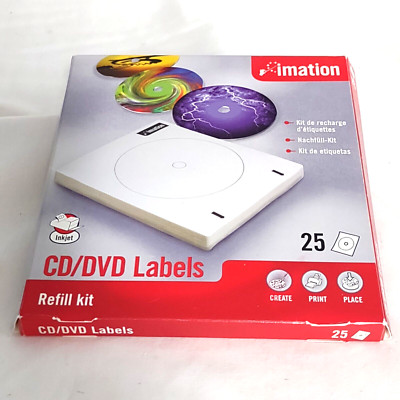 Imation CD/DVD Refill Labels 25 Count Inkjet Matte Finish Customize ...