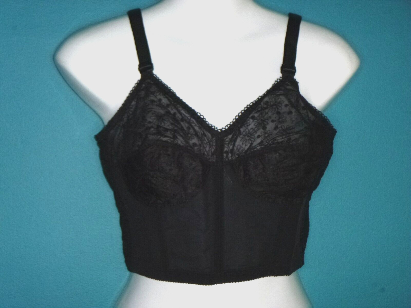 Vtg Warners Longline Bra W/ Boning Size 36C Black Dai… - Gem